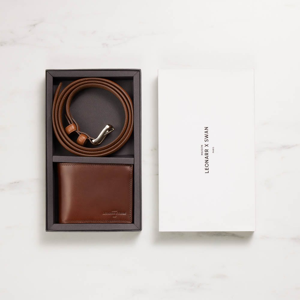 Coffret Ceinture & portefeuille - Camel - Collection Homme – Leonarr x Swan